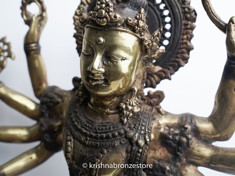 8 Armed of Lord Krishna Statue , Krishna Sculpture, Hindu God, Vintage ...