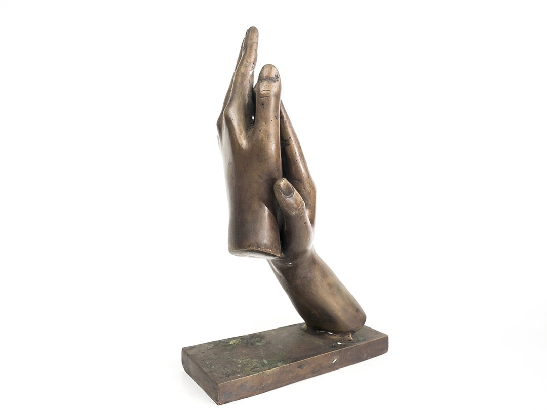 Bronze Clap Hands Sculpture, Two Hands, Bronze Statue, Abstract, Brass ...