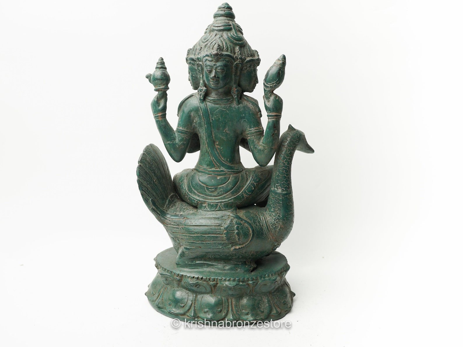 Four Faces Lord Brahma Bronze Statue Sitting on Goose , Hindu God ...