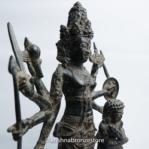 8 Armed Durga Goddess Standing on Top Buffalo, Durga Sculpture, Bronze ...