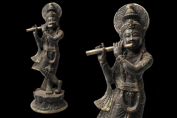 Lord Krishna Statue Hindu God Bronze Krishna Statue | Etsy