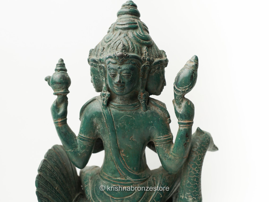 Four Faces Lord Brahma Bronze Statue Sitting on Goose Hindu - Etsy