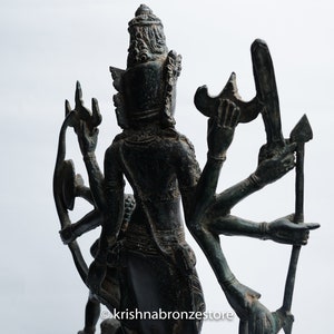 8 Armed Durga Goddess Standing on Top Buffalo, Durga Sculpture, Bronze ...