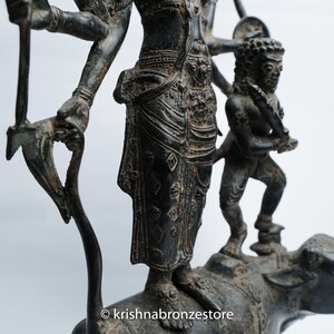 8 Armed Durga Goddess Standing on Top Buffalo, Durga Sculpture, Bronze ...