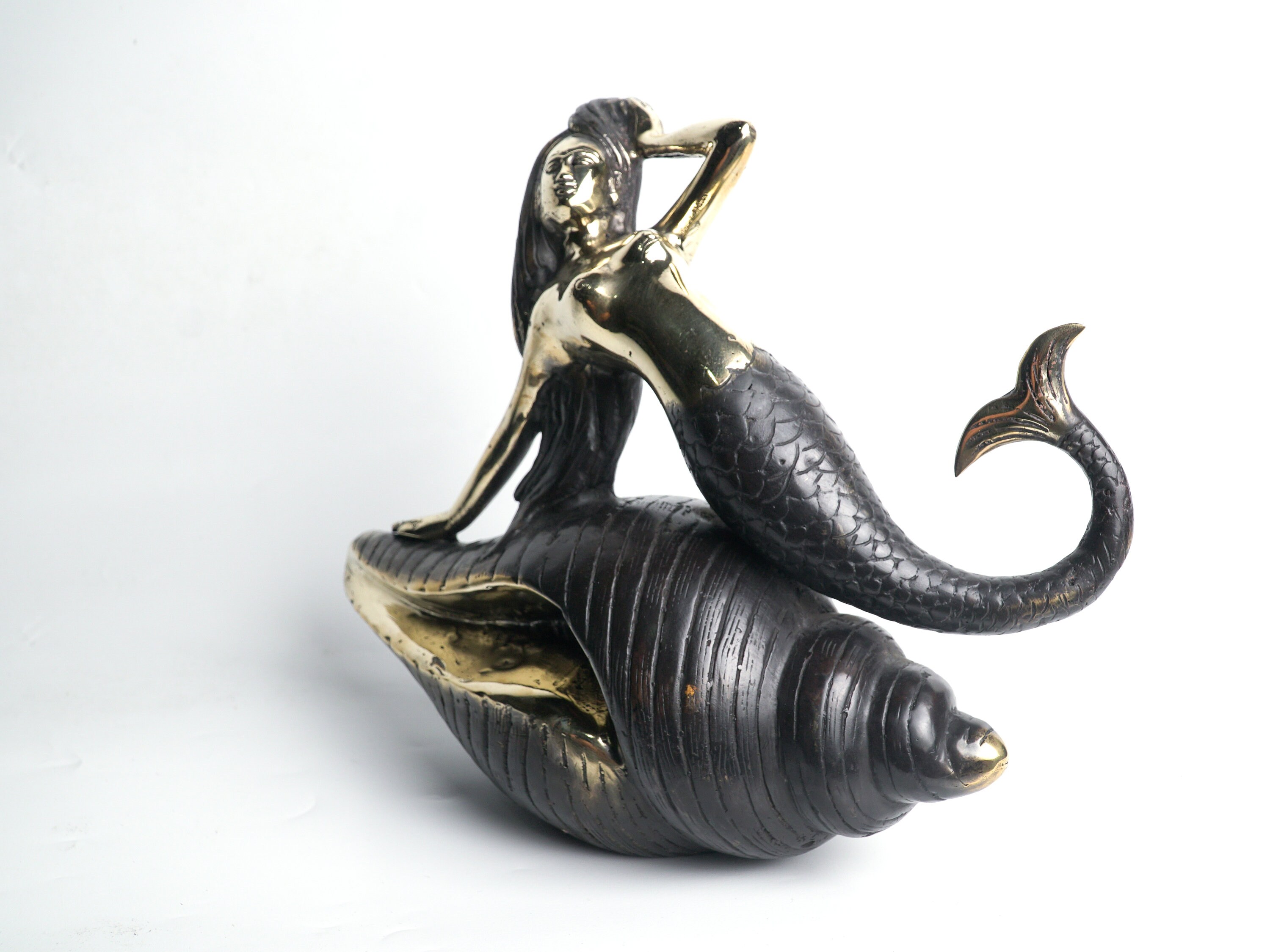 Mermaid Bronze Sculpture, Mermaid Figure, Sea Life, Bronze Statue, Home ...