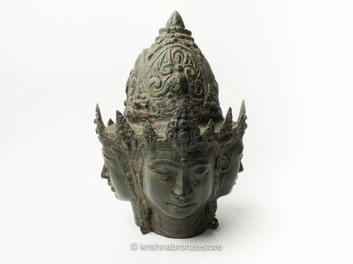 Lord Vishnu Head Bronze Sculpture, Hindu God Figurine, God, Brass, Room ...