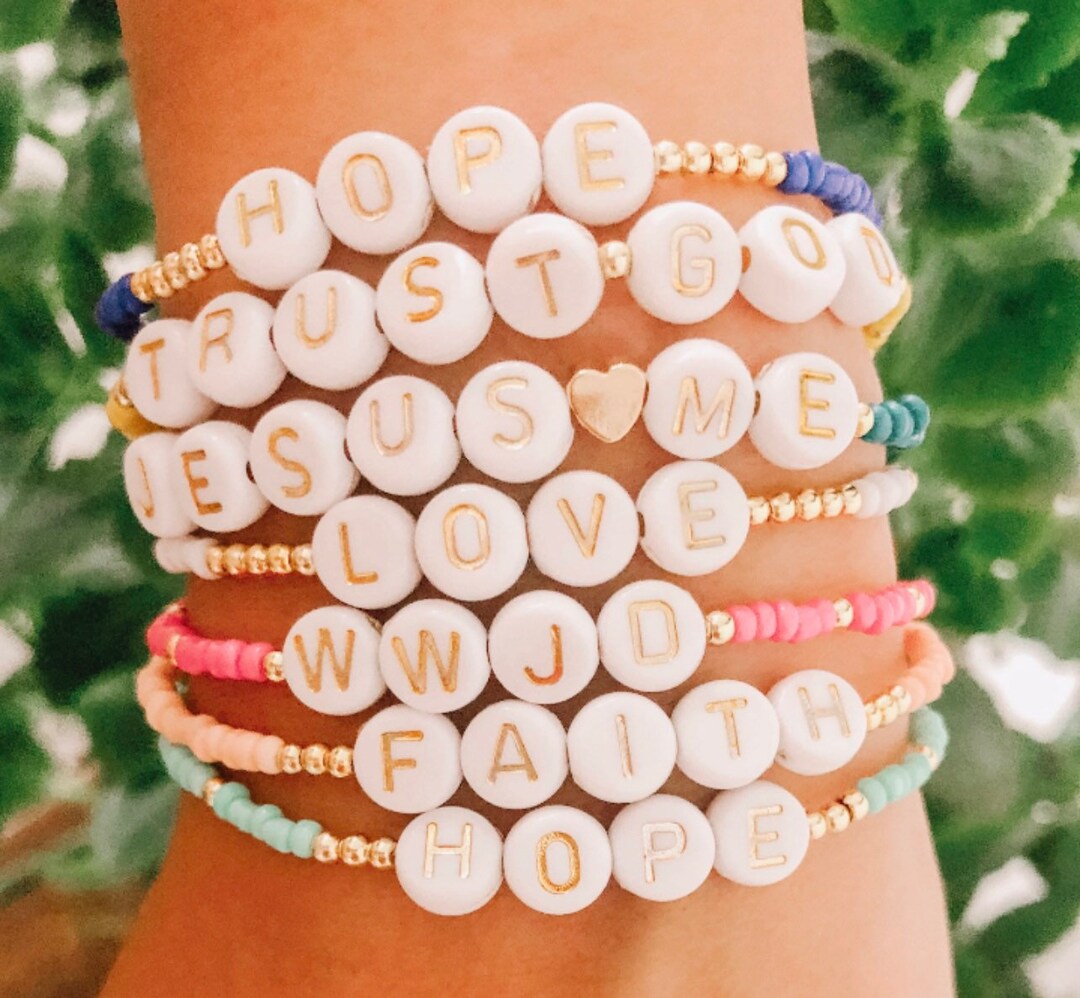 Personalized Bracelets ~ Faith ~ Hope ~ Love ~ WWJD ~ Pastel Colors ...