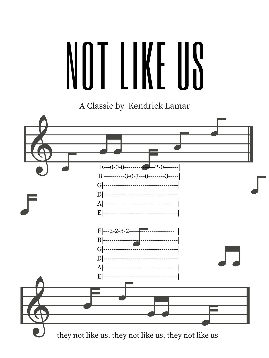Not Like Us | Guitar Tab | Poster | Instant Download - Etsy