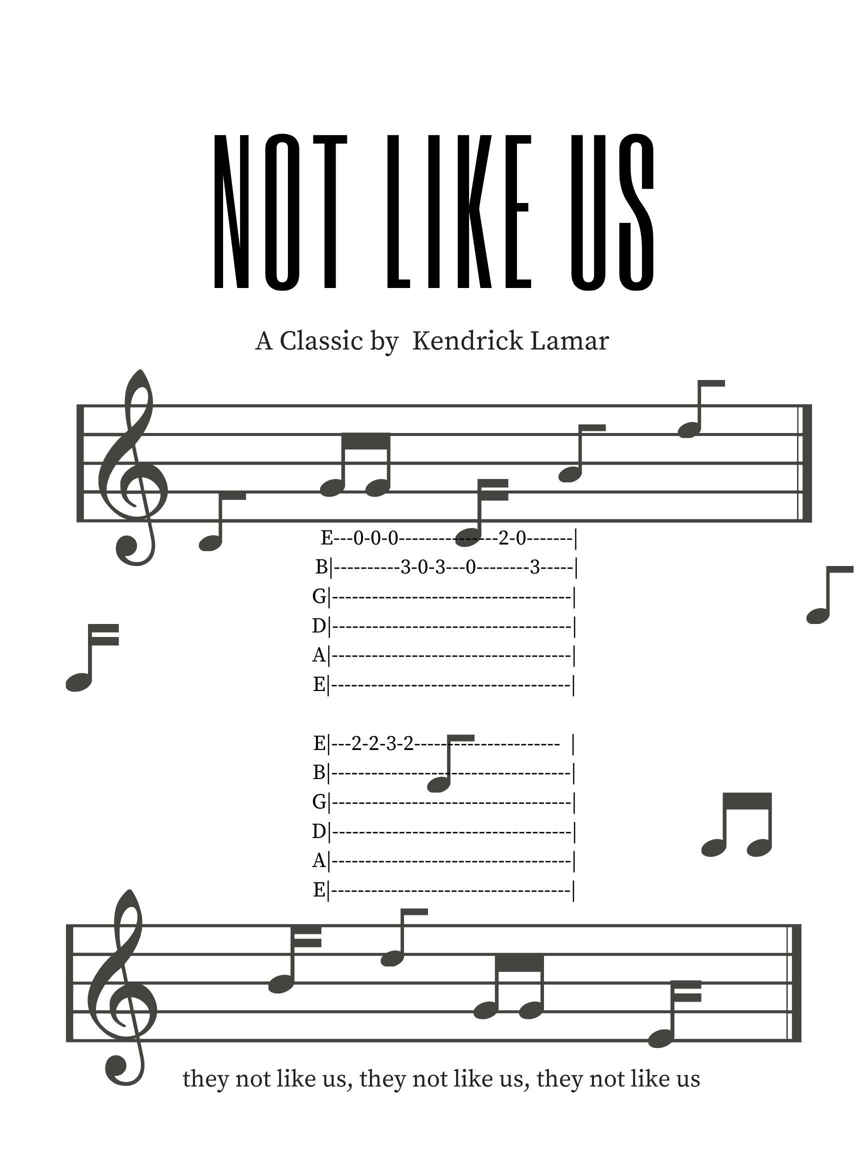 Not Like Us Guitar Tab Poster Instant Download - Etsy