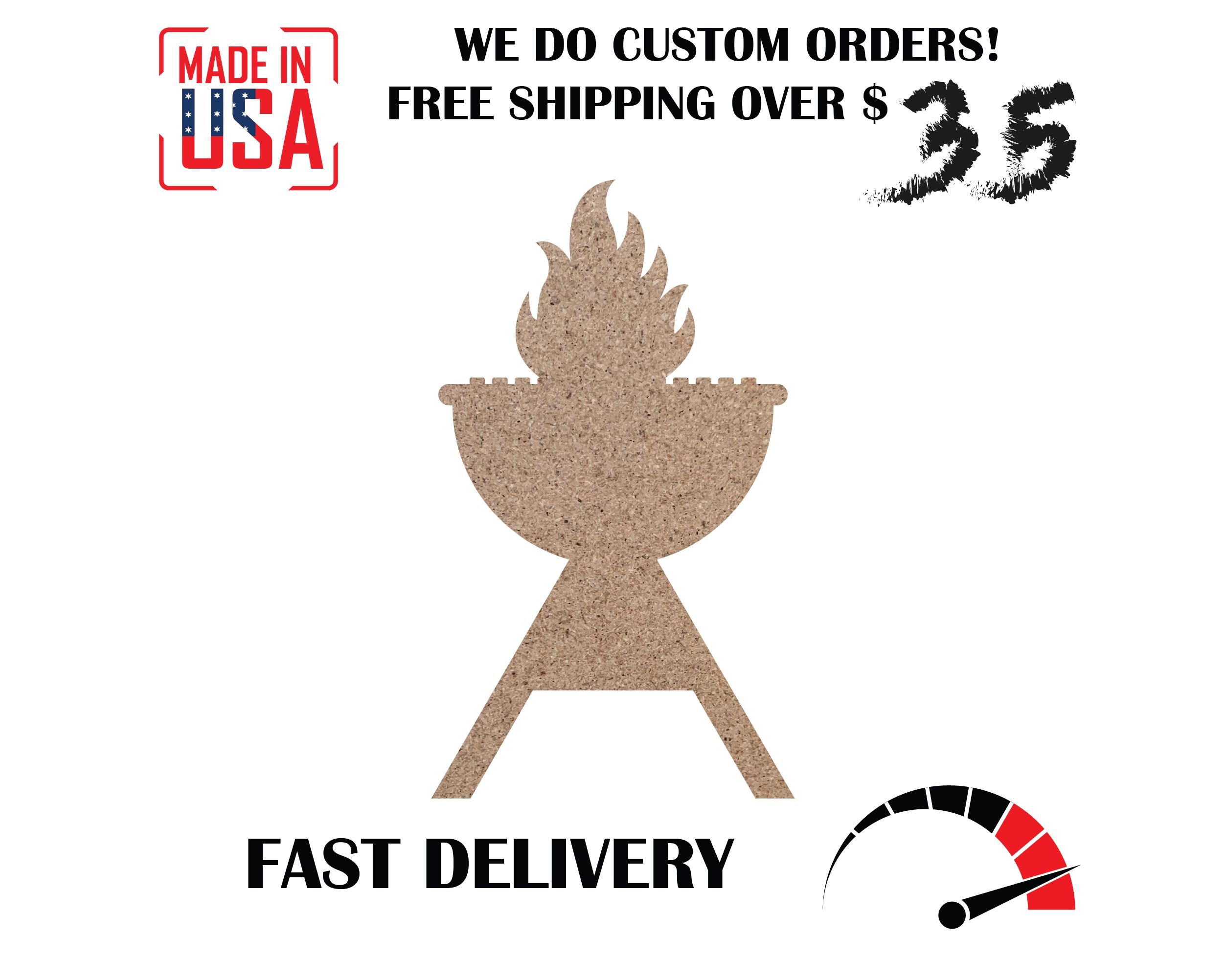 BBQ Grill Unfinished MDF Wood Cutout Shape Choose Size & | Etsy