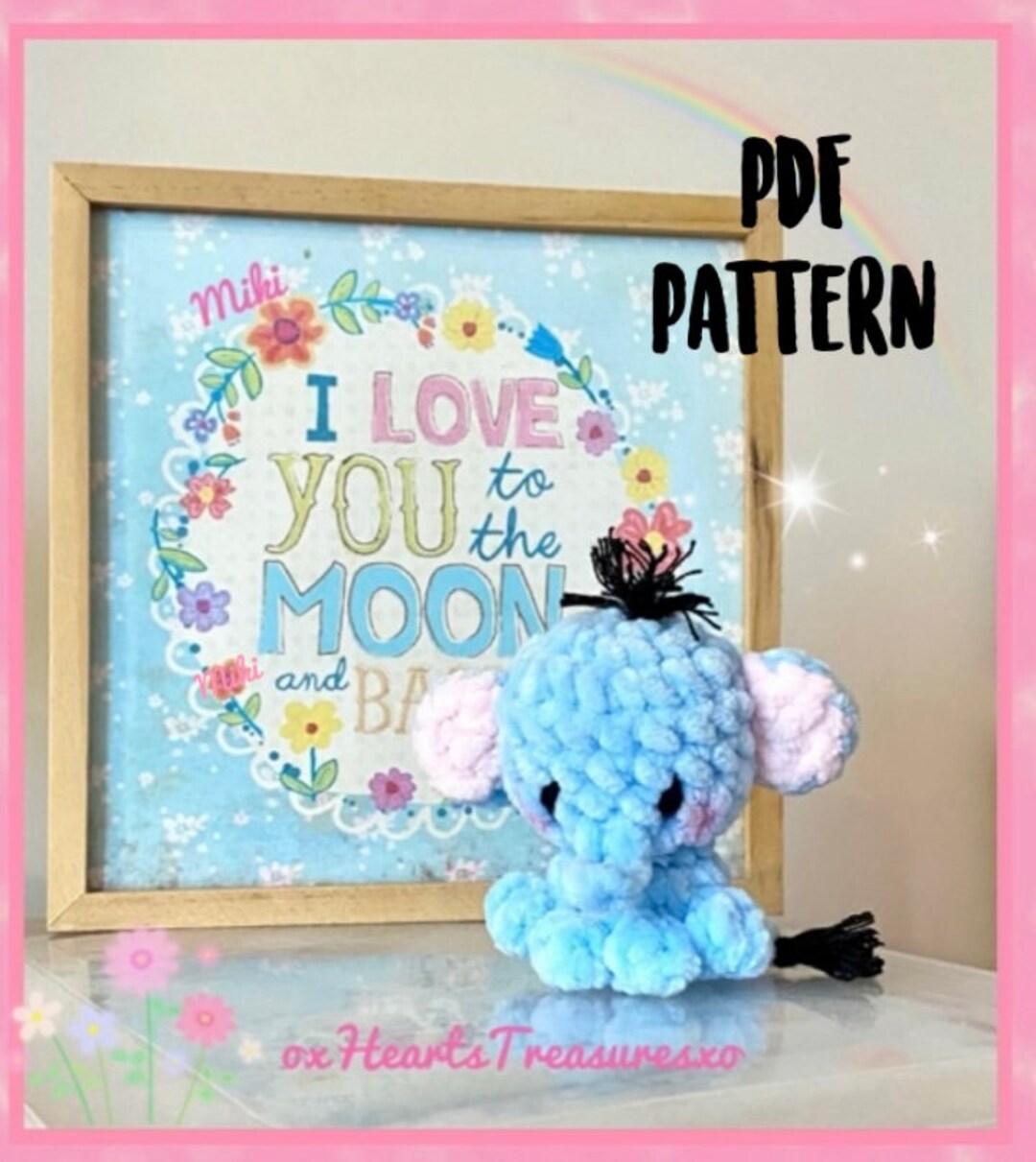 PDF Pattern Precious Baby Elephant Plush, Cute Crochet Elephant ...