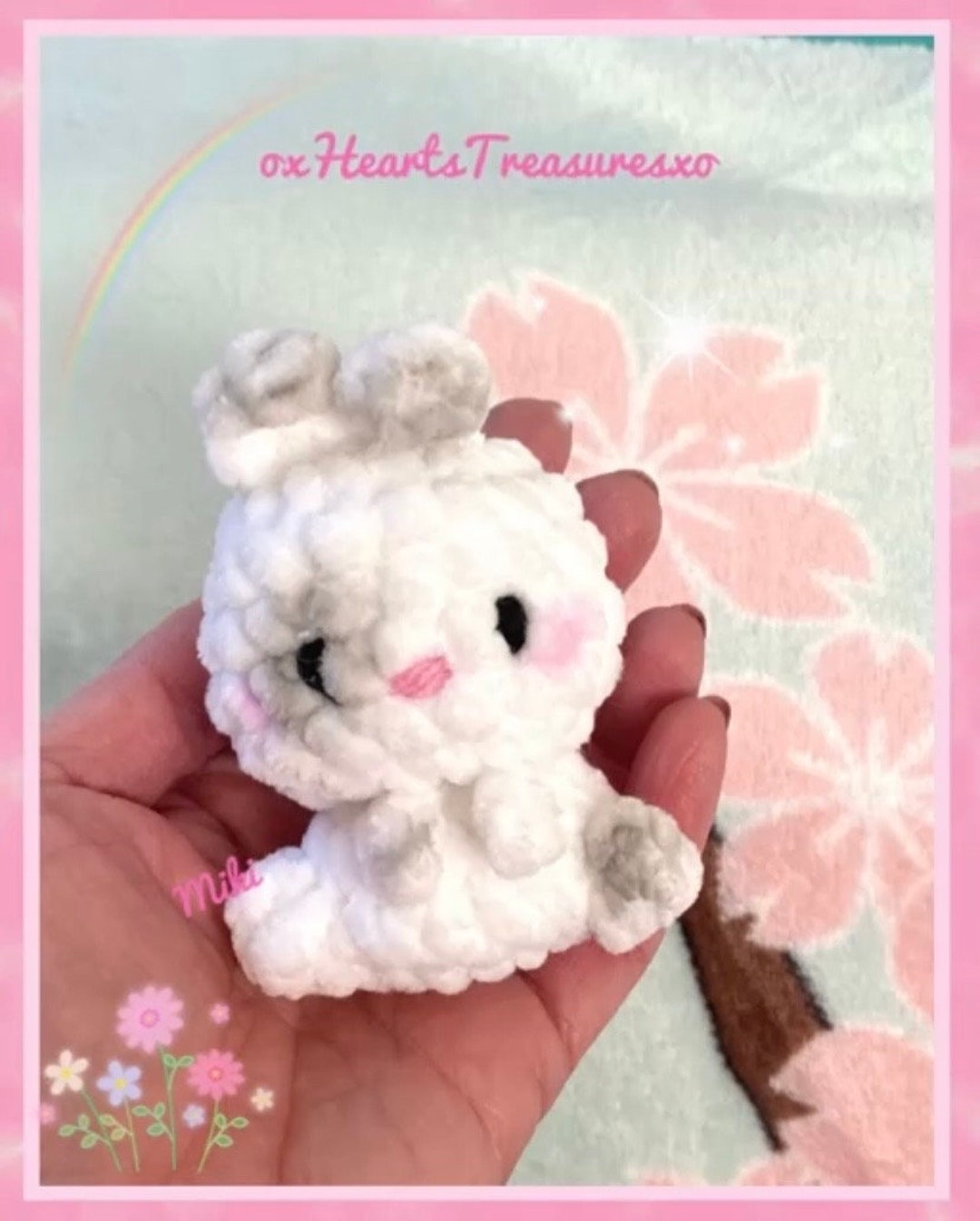 Precious Smokey White Baby Bunny Plush, Amigurumi Bunny, Plush Bunny ...