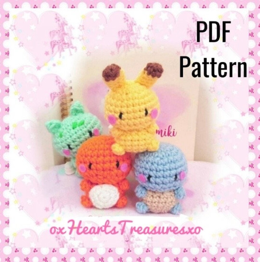 PDF Pattern Cute Pokemon Starters, Crochet Pokemon Pattern, Pikachu ...