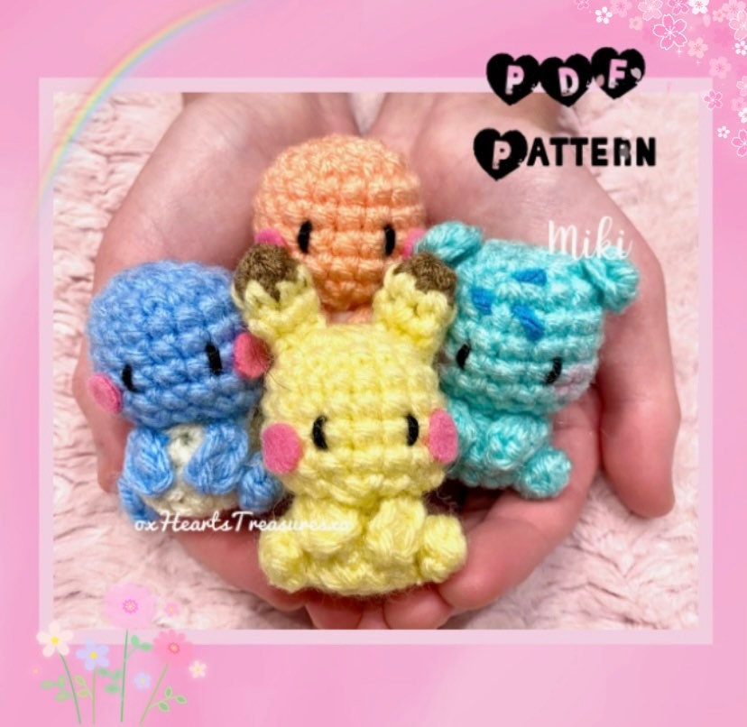 PDF Pattern TINY POKEMON Starters Crochet Pattern, Pikachu Plush ...
