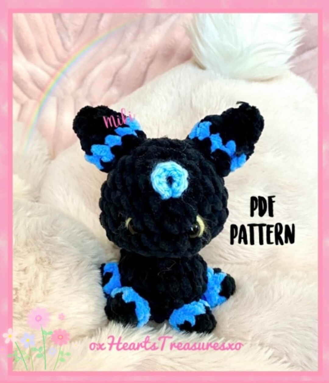 PDF PATTERN Chunky Shiny Umbreon Crochet Pattern, Crochet Umbreon ...