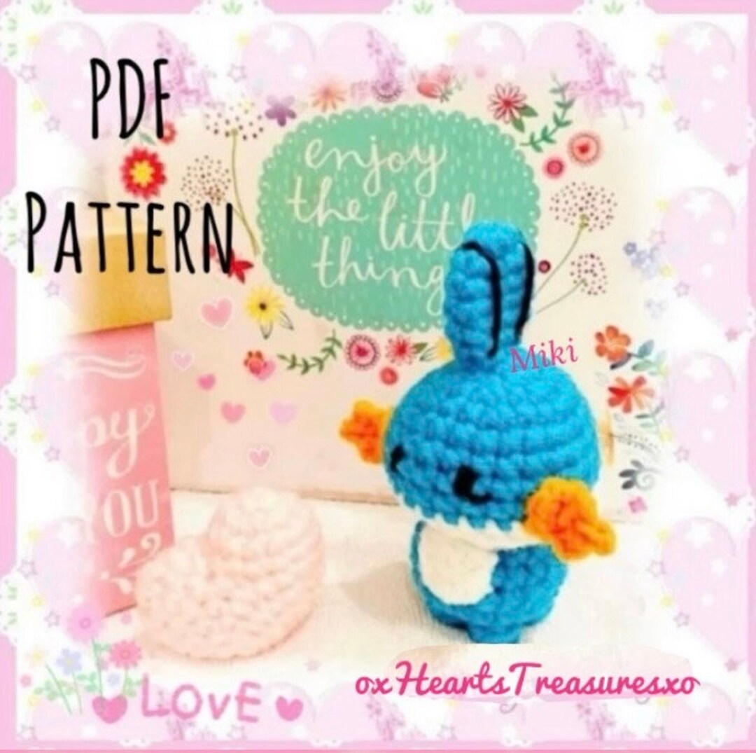 PDF Pattern Mudkip Crochet, Plush Mudkip Amigurumi Pattern, Cute ...