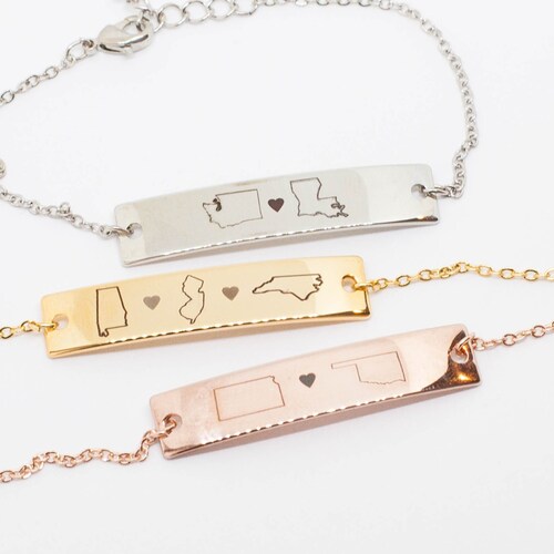 Long Distance Friendship State Countries Bracelet Custom Best - Etsy