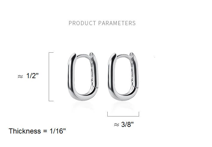 Pair of Mini Rectangular Hoop Earrings in Sterling Silver - Etsy