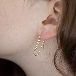 Paperclips Pin Ear Hook Studs Earrings for Women Shape Safety Pin 925 ...