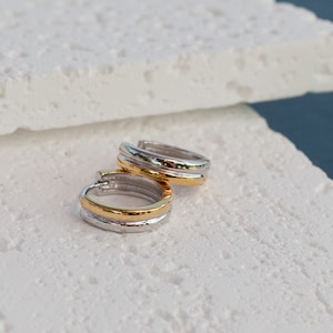 Two Tone Hoop Earrings, Gold and Silver Hoop Earrings, Two Tone Hoops ...