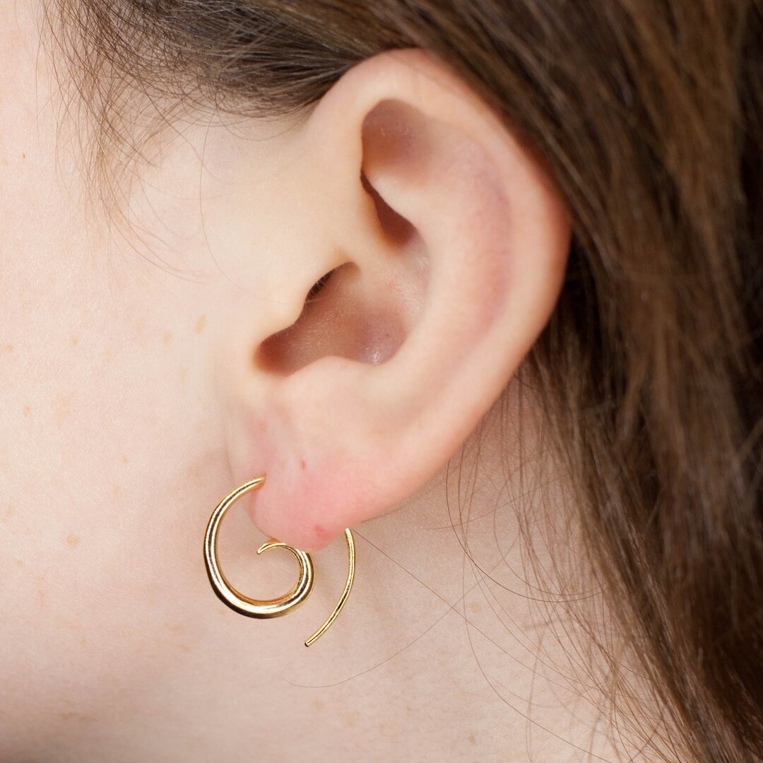 Spiral Line Geometric Circle Round Ear Stud Huggies Stud Earring ...