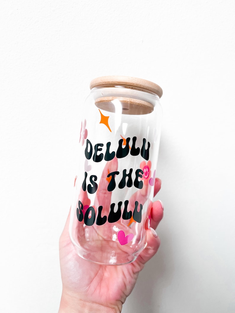 Delulu Iced Coffee Glass Cup 16oz - Etsy