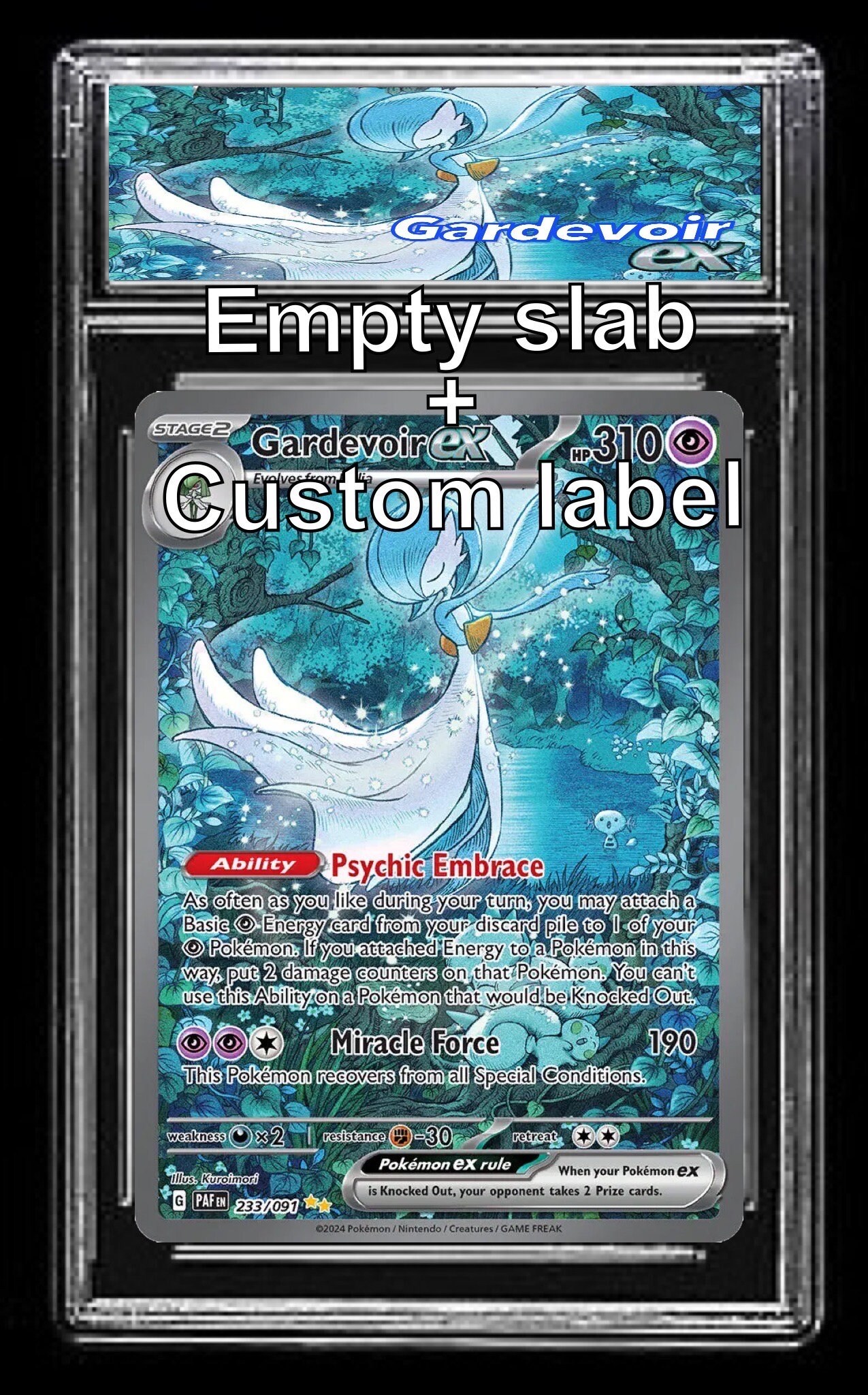 Gardevoir EX 233/091 Empty Grading Slab Art Match Label Paldean Fates ...
