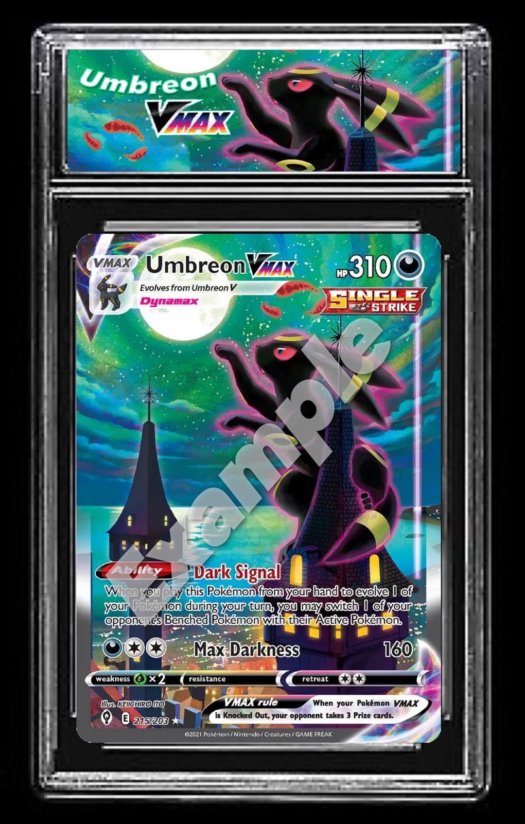 Umbreon Vmax 215/203 Empty Grading Slab Art Match Label Alternate Art ...