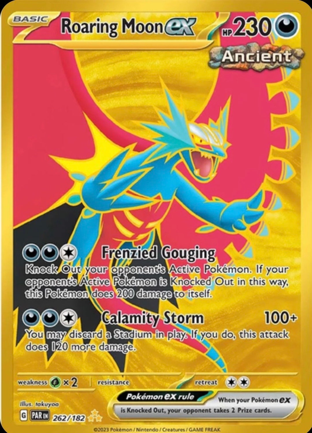 Roaring Moon Ex Gold Paradox Rift English Holographic Pokemon - Etsy