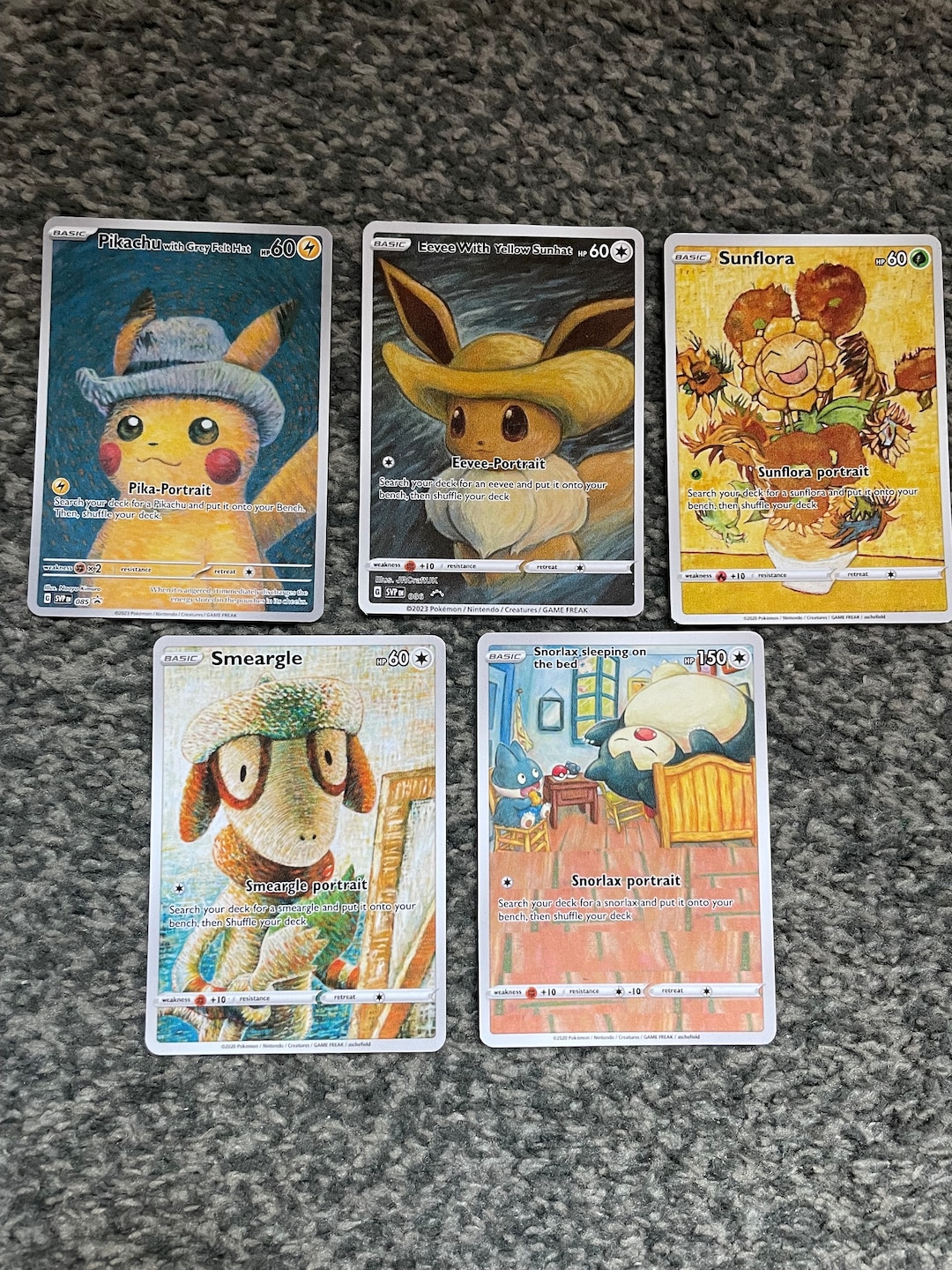 Pokemon X Van Gogh FULL SET Custom pikachu With Grey Felt Hat Promo One ...
