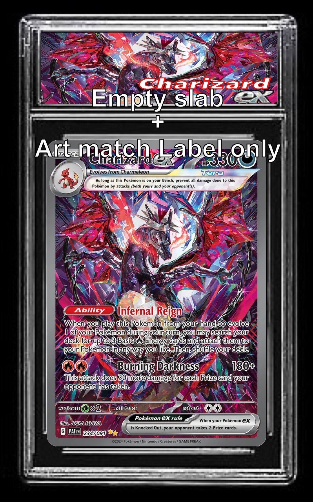 Charizard Ex 234/091 Empty Grading Slab Art Match Label Alternate Art ...