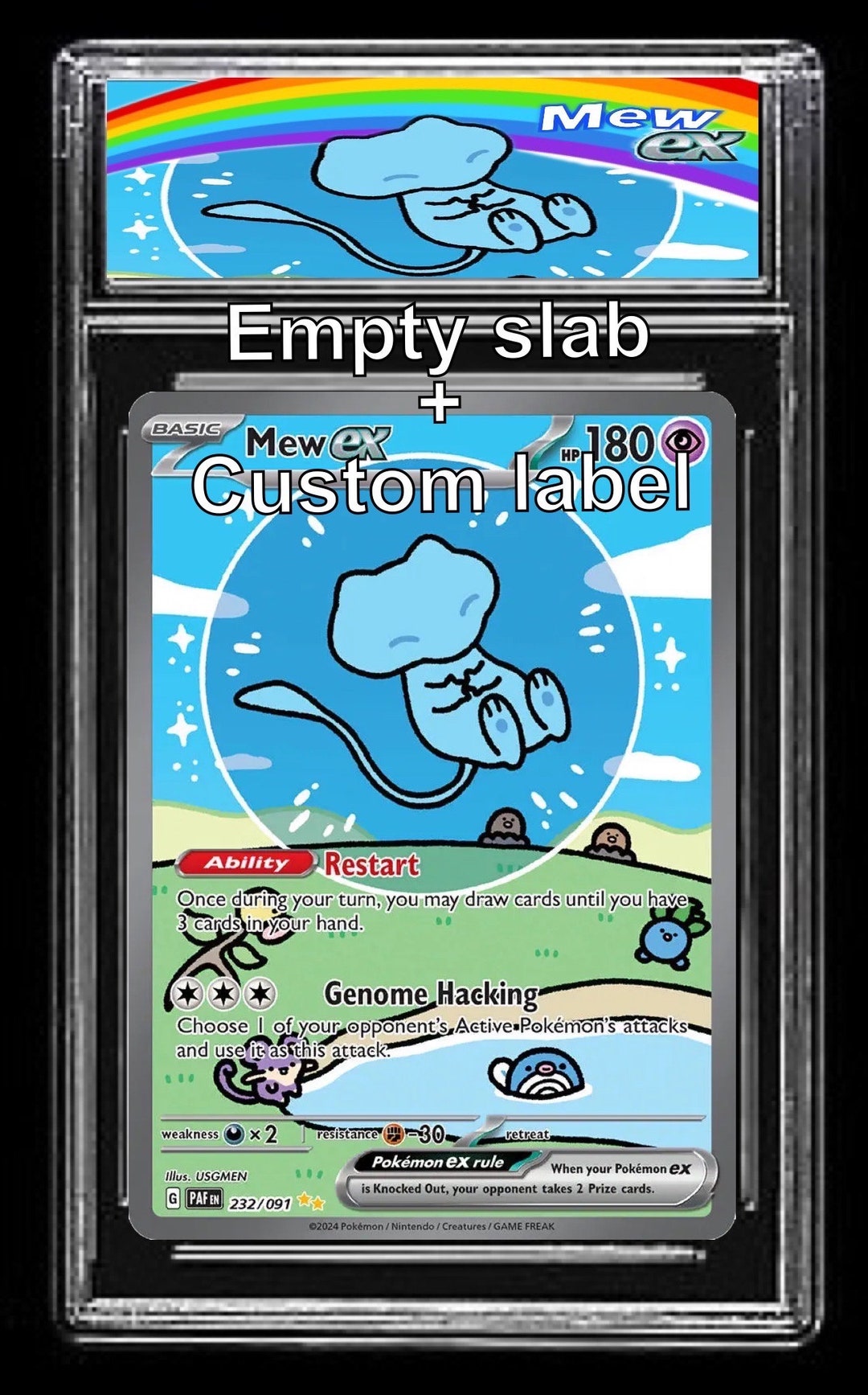 Mew Ex 232/091 Empty Grading Slab Art Match Label Alternate Art Paldean ...