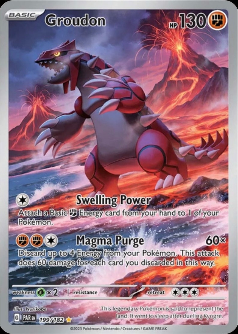 Groudon Paradox Rift English Holographic Pokemon Alt Art Rare - Etsy