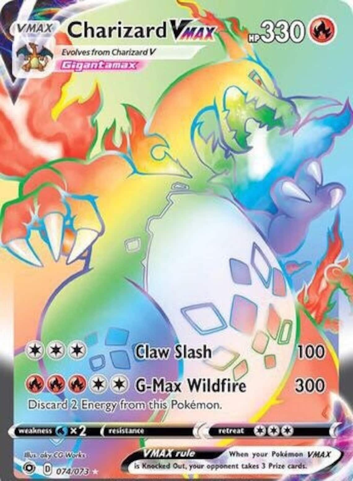 Charizard VMAX Rainbow Champions Path 074/073 Holographic - Etsy