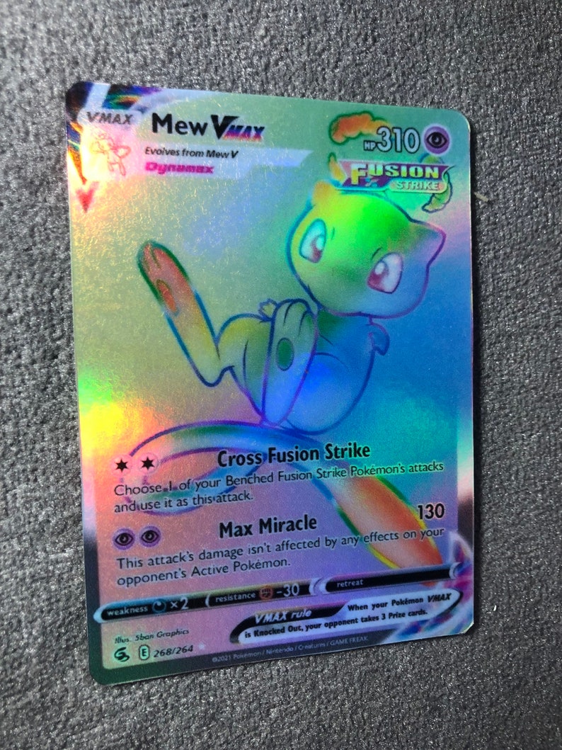 Mew VMAX 268/264 Holo Rainbow Rare Fusion Strike HANDMADE - Etsy France