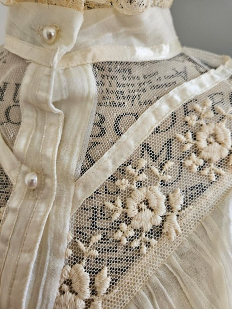 Vintage 70s Does Victorian Era Lace Ruffled Button Down Blouse - Etsy