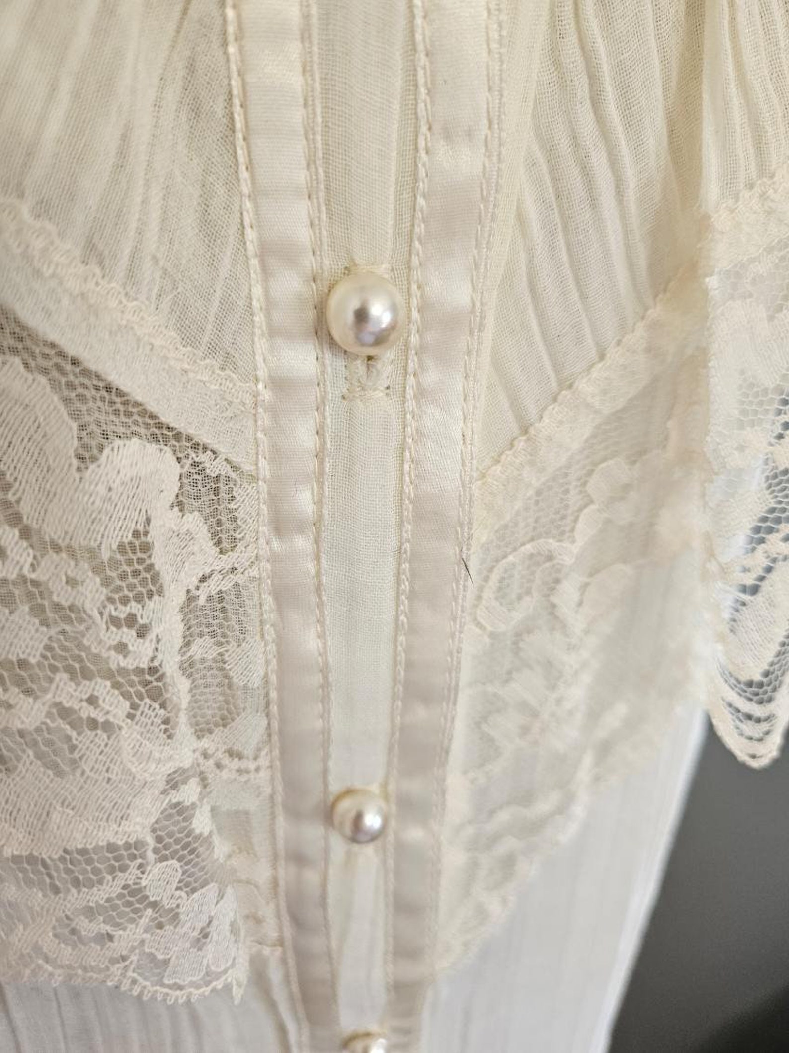 Vintage 70s Does Victorian Era Lace Ruffled Button Down Blouse - Etsy