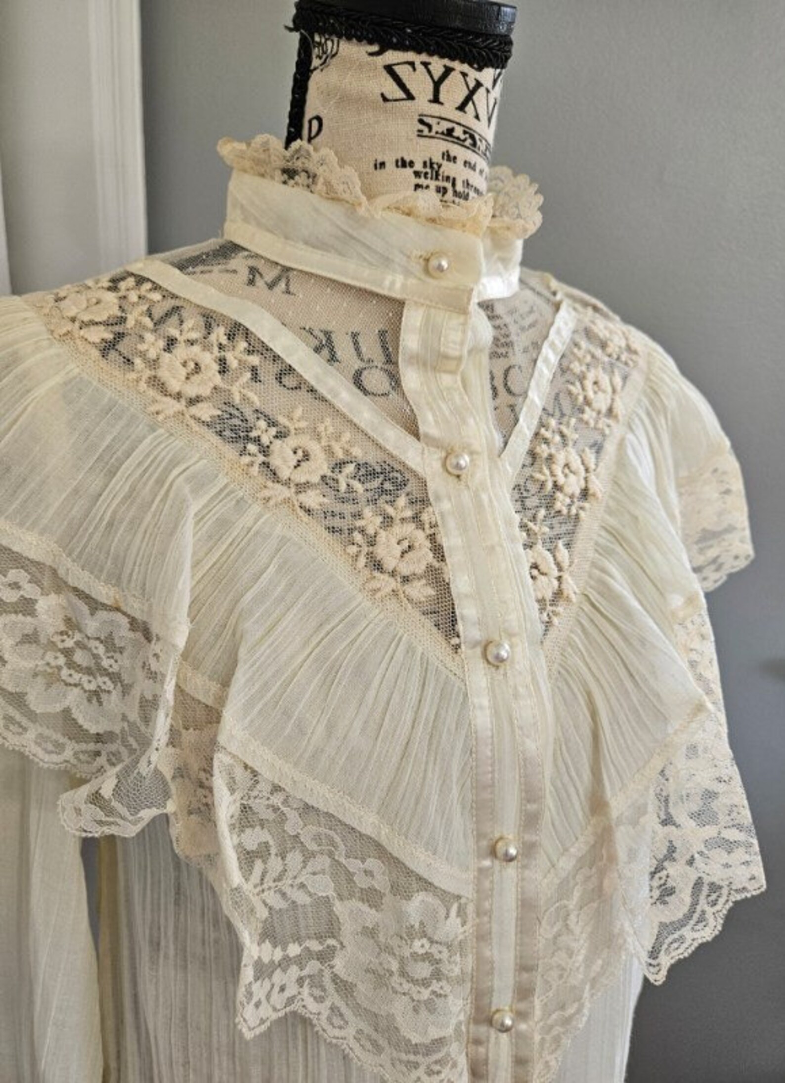 Vintage 70s Does Victorian Era Lace Ruffled Button Down Blouse - Etsy