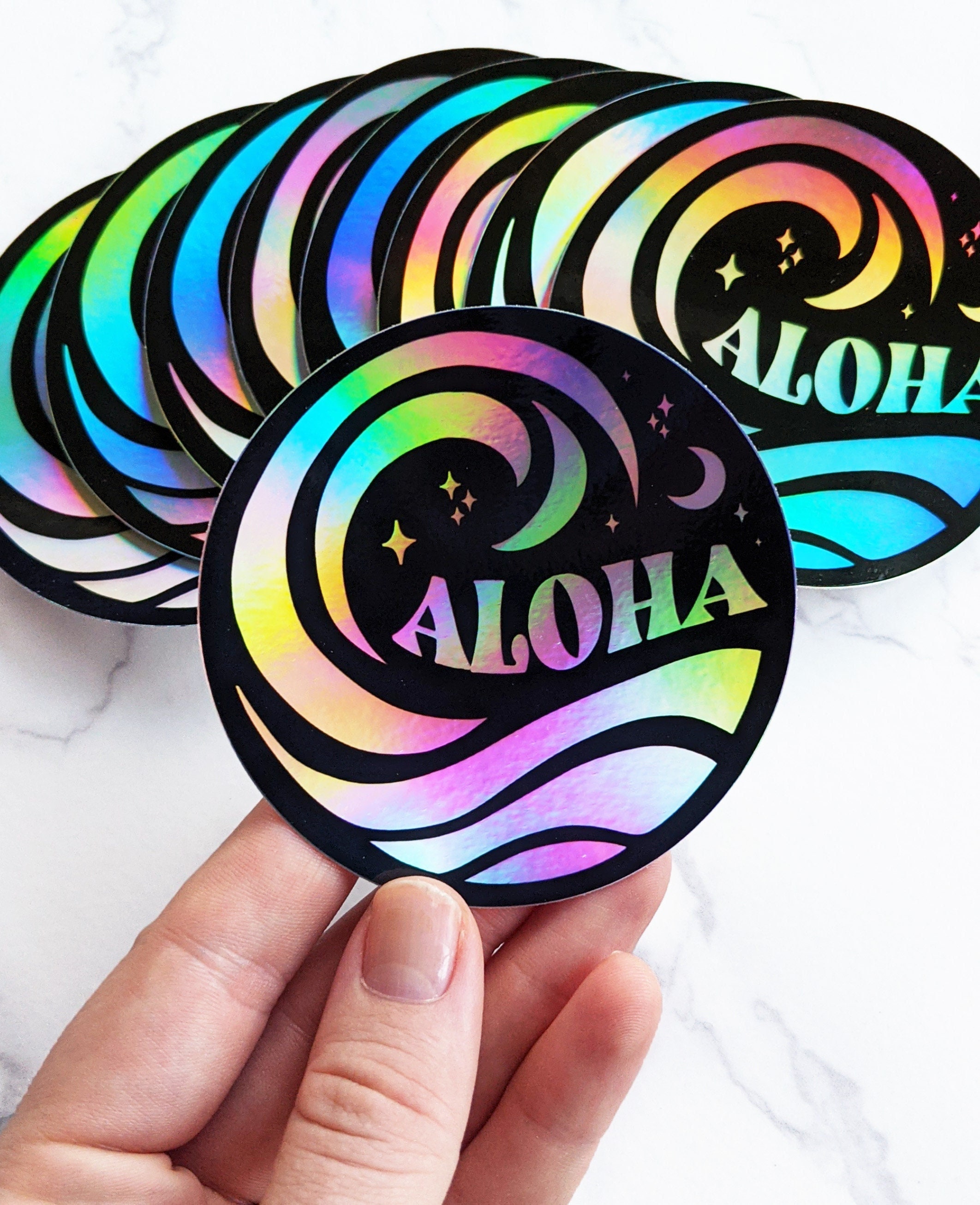 NEW Aloha Bumper Sticker Holographic Ocean Waves Sticker for - Etsy