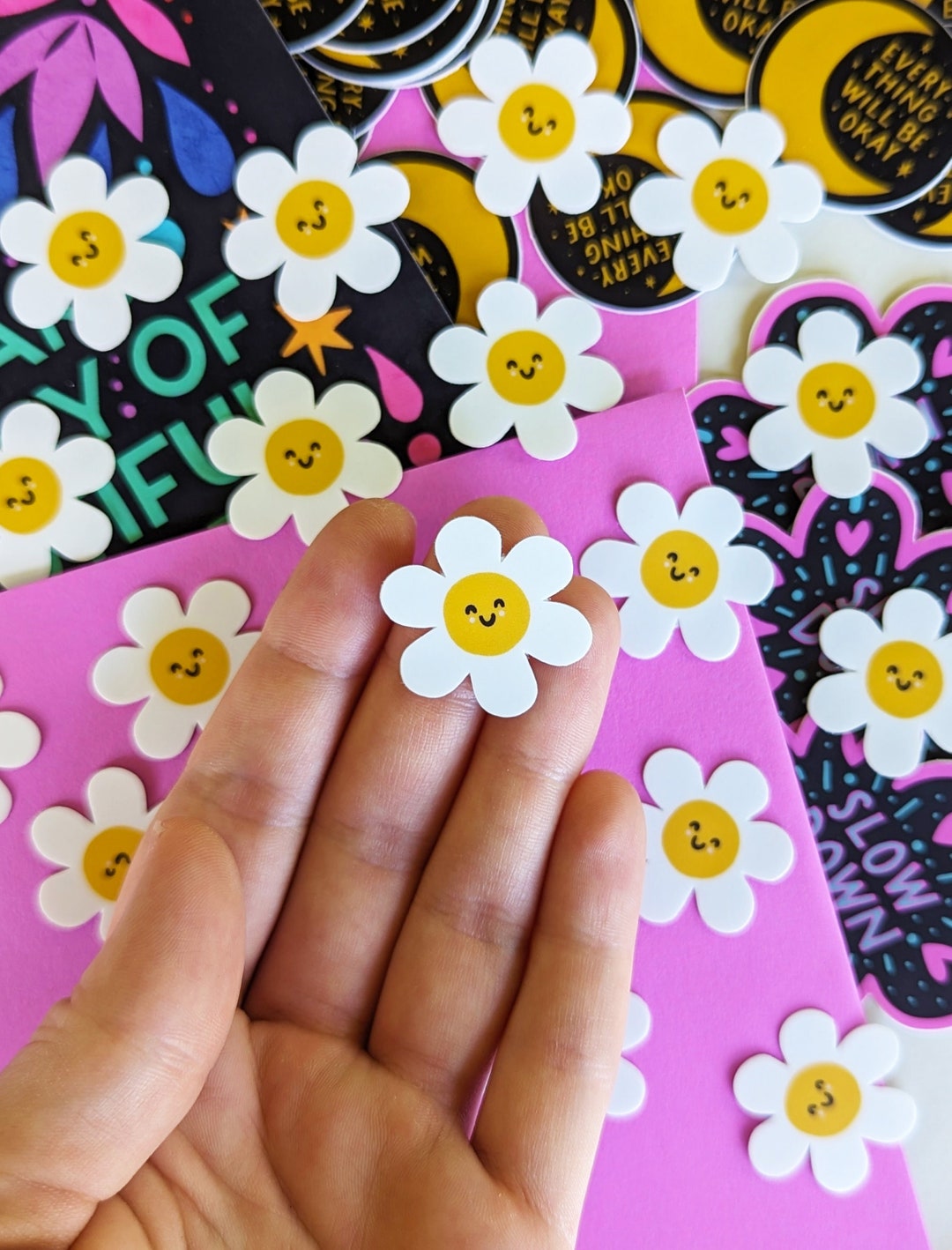 Mini Happy & Cute Daisy Sticker Pack of 3 Small 1 - Etsy