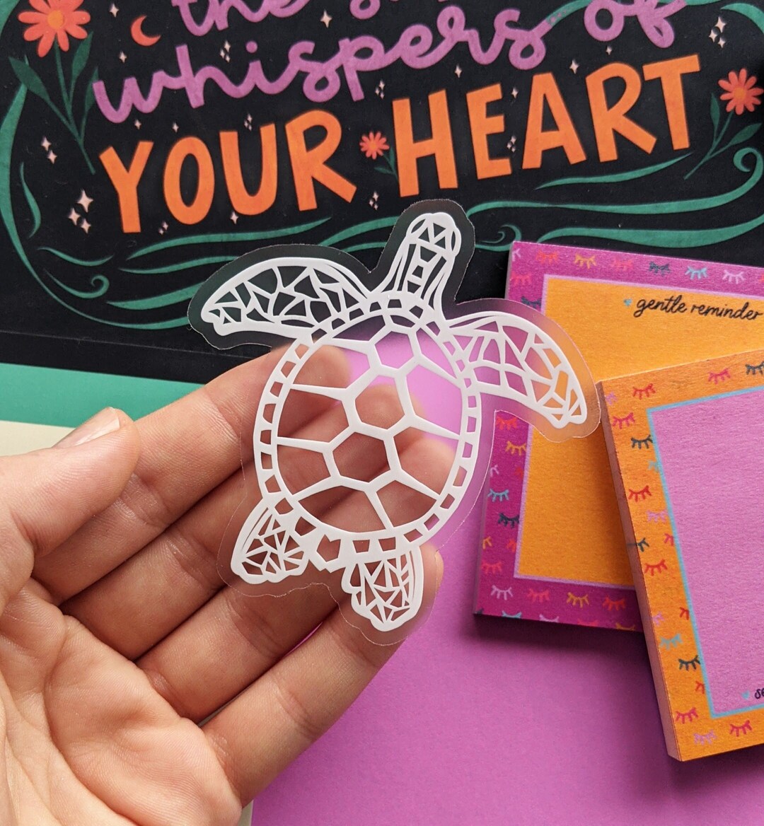 Clear White Turtle Sticker: Waterproof Vinyl Decal - Etsy