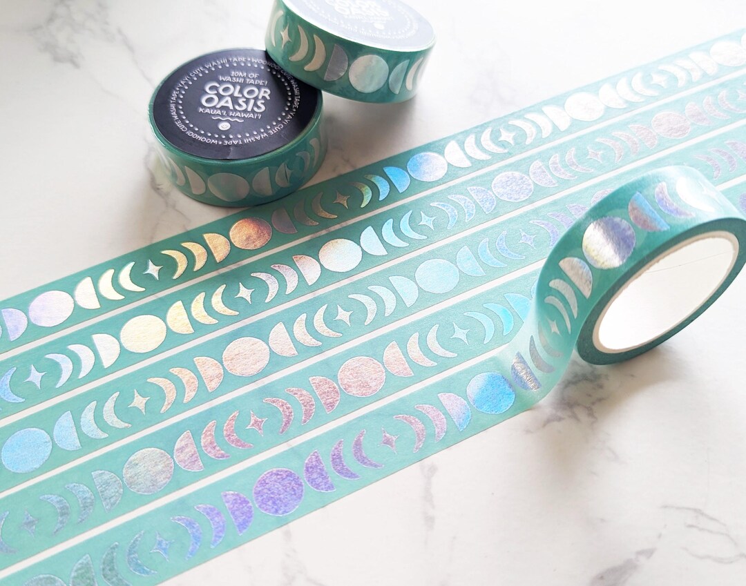 Holographic Moon Phase Washi Tape: Celestial Iridescent Foil - Etsy