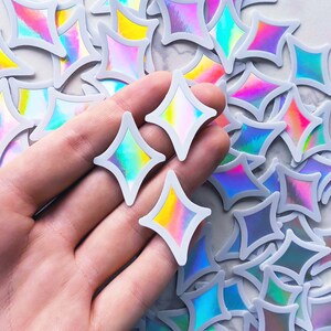 NEW! Mini Sparkle Star Stickers Rainbow Holographic 1" Star Stickers ...