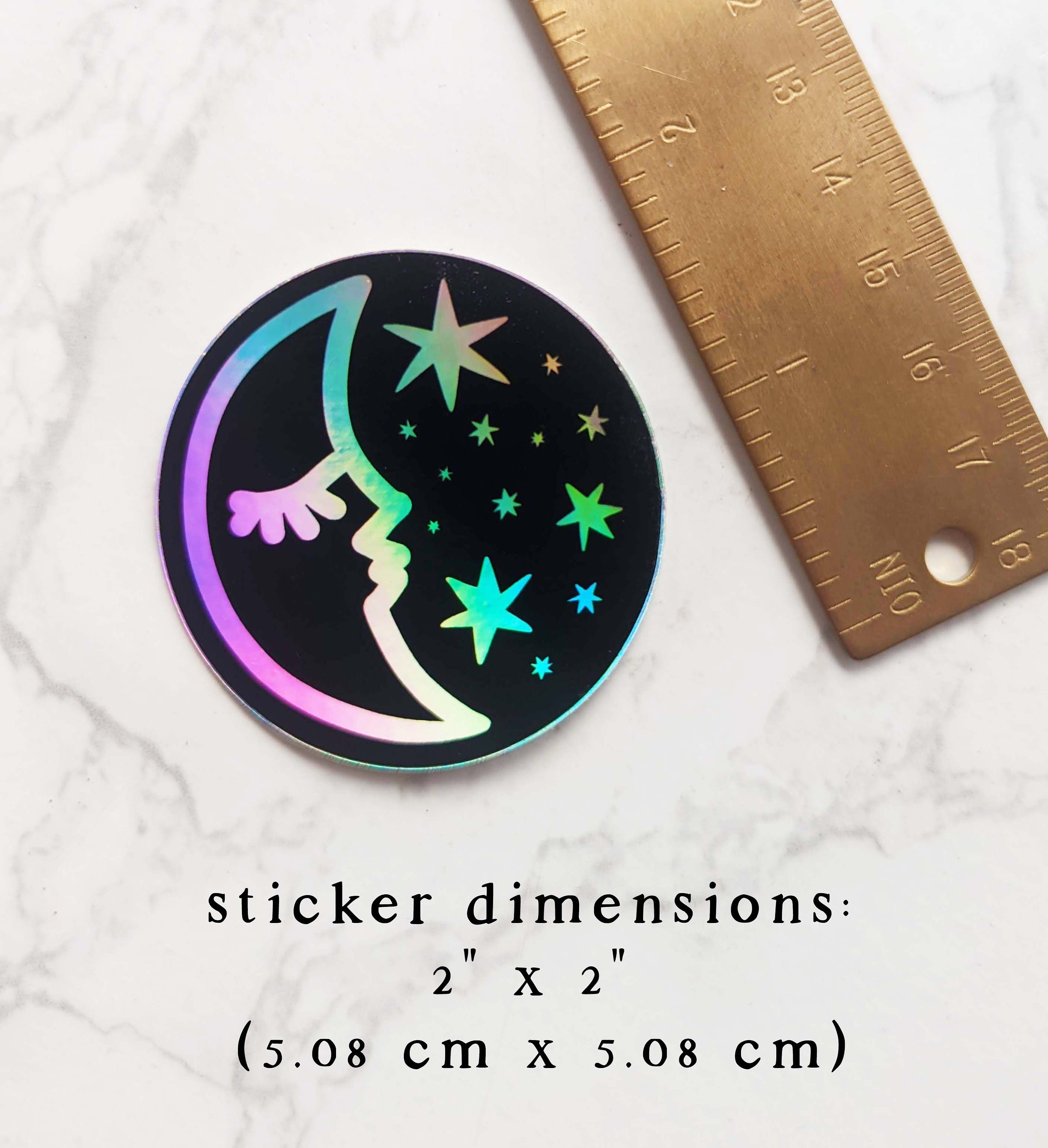 Sleepy Moon Holographic Sticker Celestial Moon & Stars Sticker - Etsy