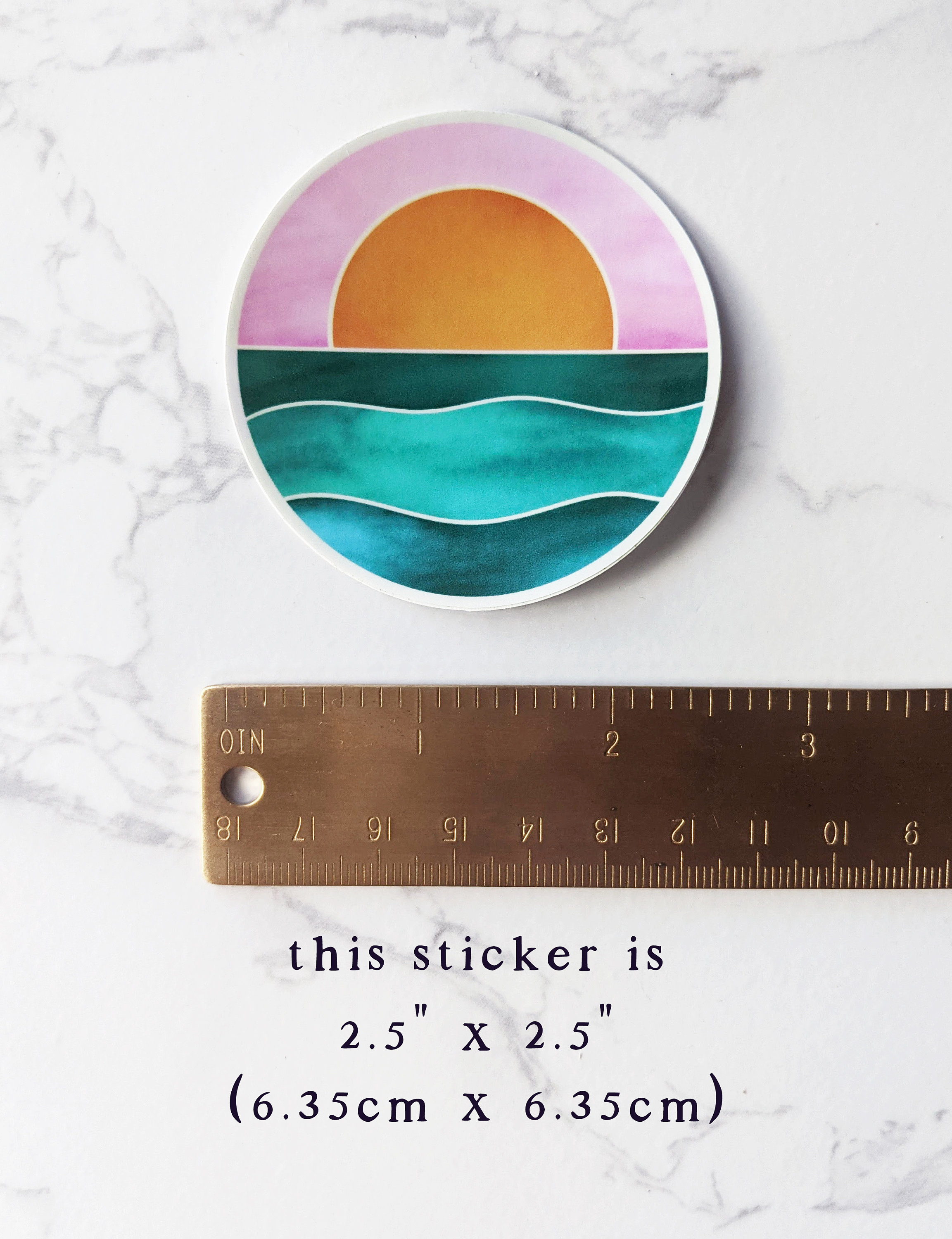 Teal Aesthetic Ocean Sunset Sticker Sun & Waves Sticker for - Etsy