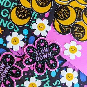 NEW! "slow Down" Colorful Cute Mental Health Aesthetic Sticker Water ...
