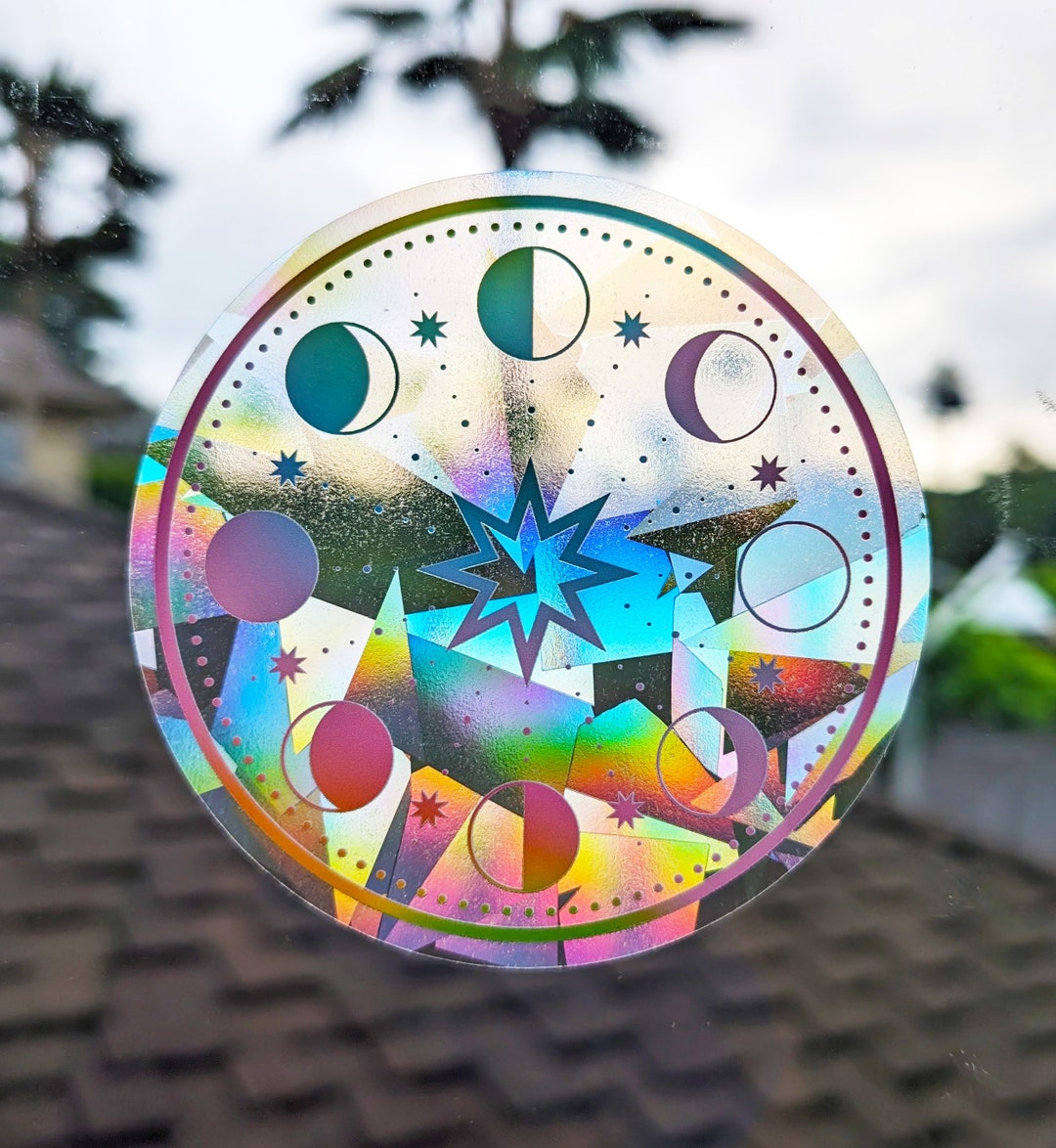 Moon Phases Rainbow Suncatcher Sticker Moon Rainbow Maker Window Decal ...