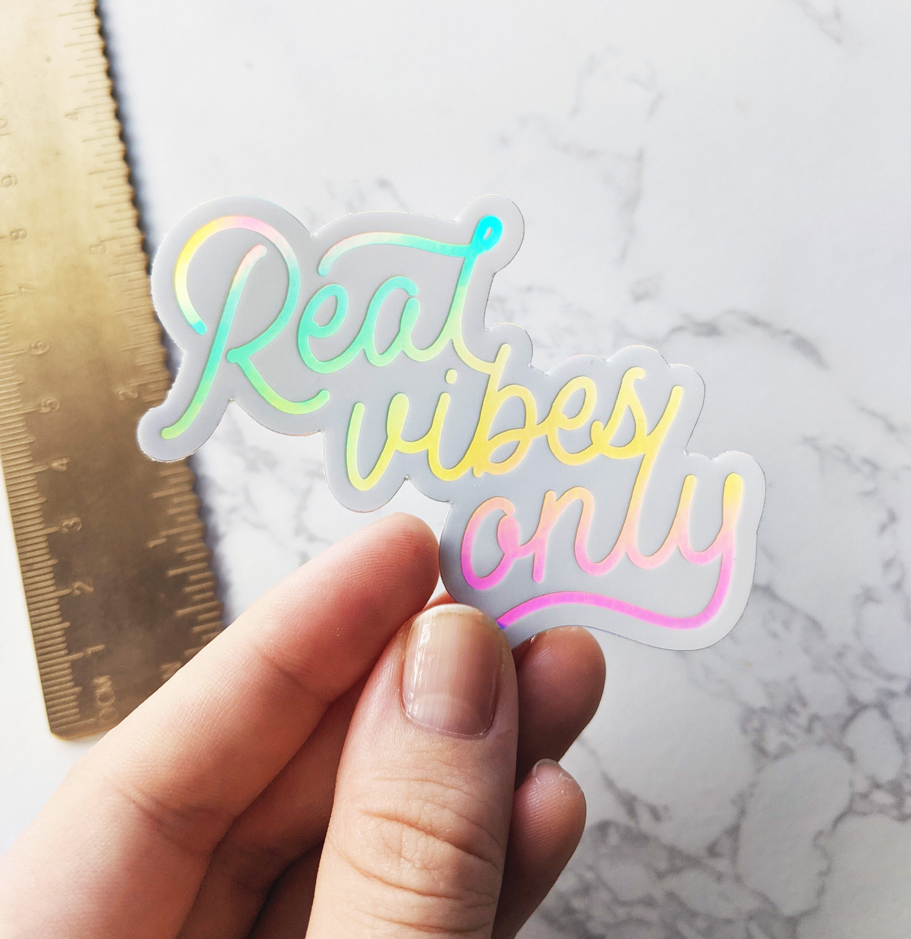 Real Vibes Only Holographic Vinyl Sticker Good Vibes Sticker | Etsy