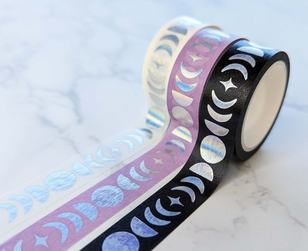 Moon Phase Rainbow Holographic Washi Tape White, Black, Purple Washi ...
