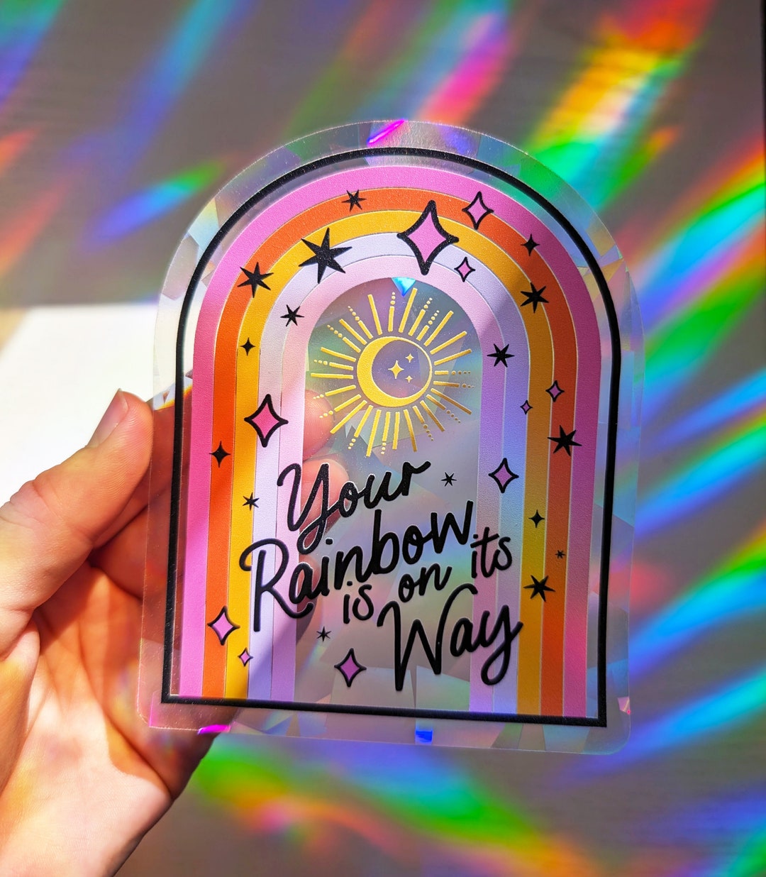 Rainbow Suncatcher Cute Light Catcher Rainbow Maker Sticker, Rainbow ...